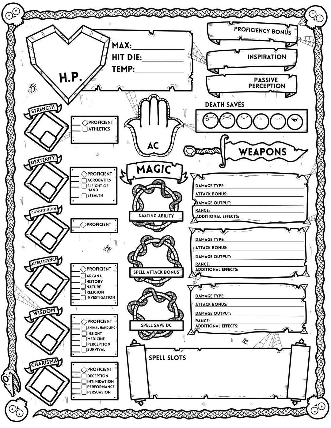 Dungeons and Dragons Downloadable Character Sheet "spooky Necromancers ...