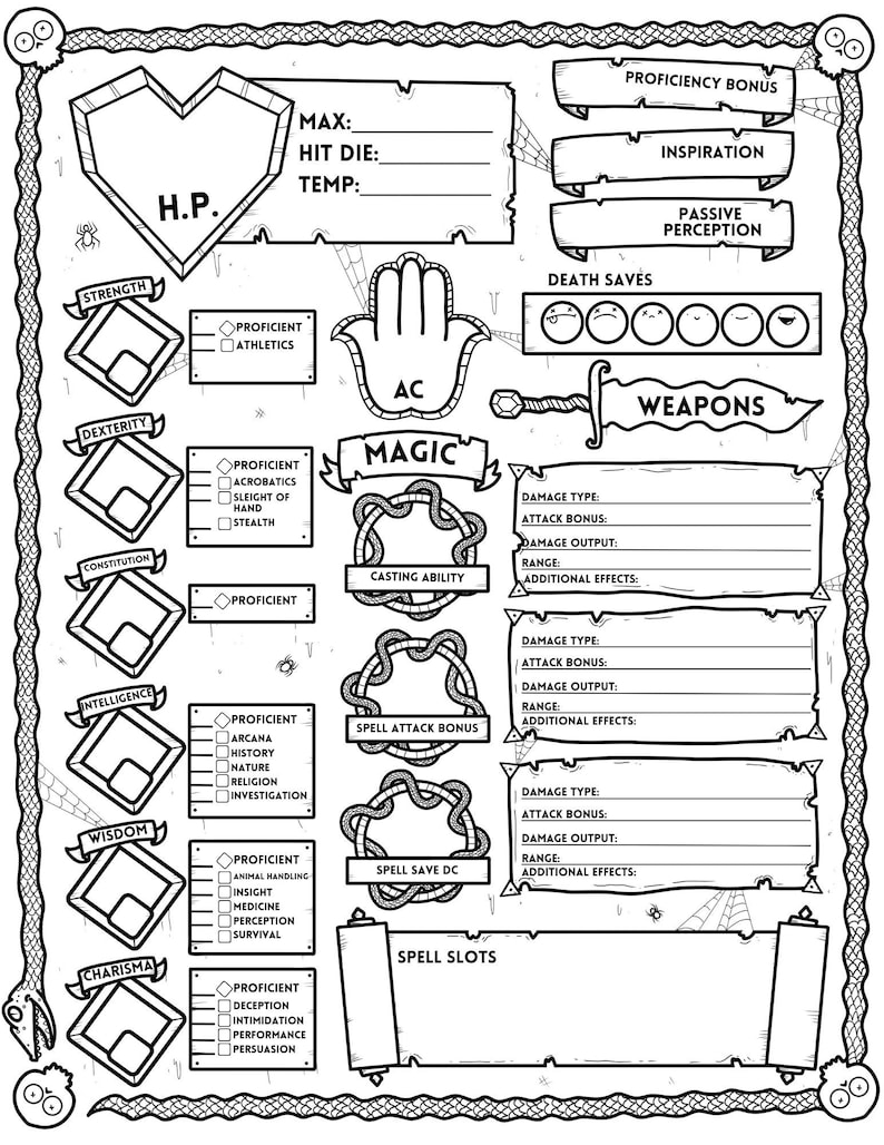 Dungeons and Dragons Downloadable Character Sheet "spooky Necromancers ...