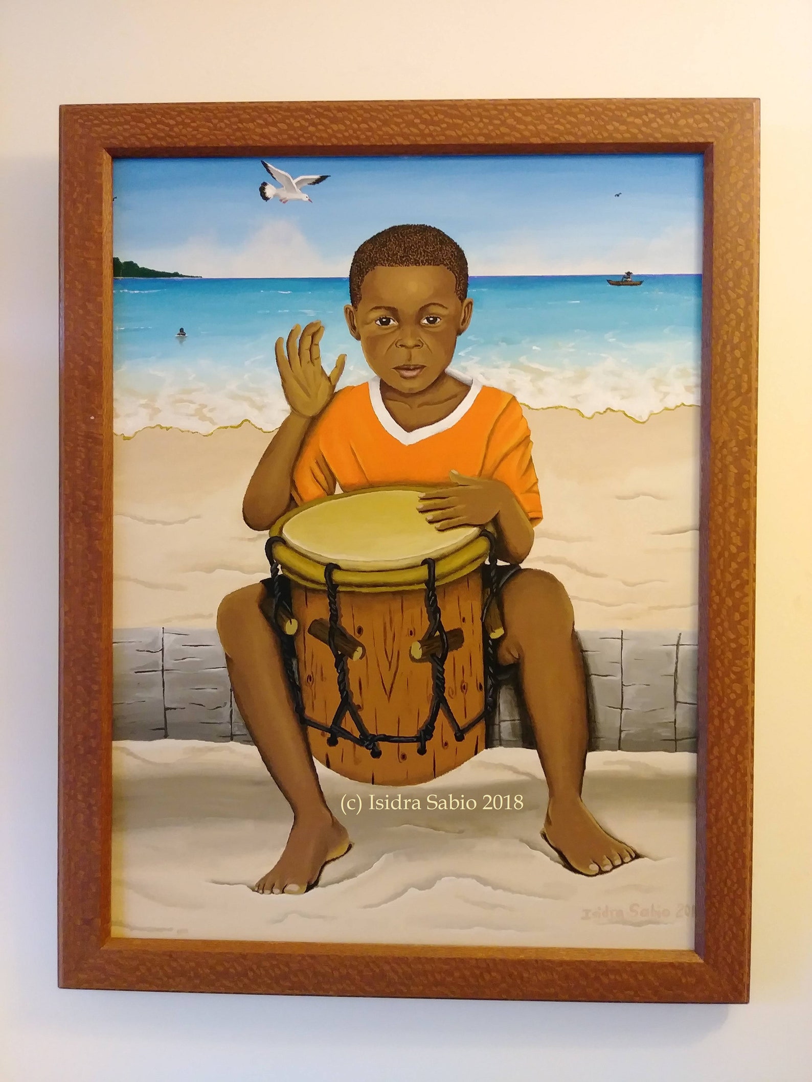 Painting of a Garifuna Boy Playing the Drums at the Beach - Etsy Australia