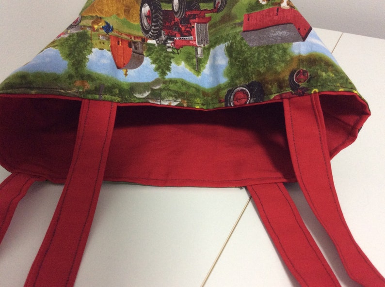 Reversible Tote Bag, Farm Design Tote Bag, 14" X 12" X 3 1/2" Tote Bag ...