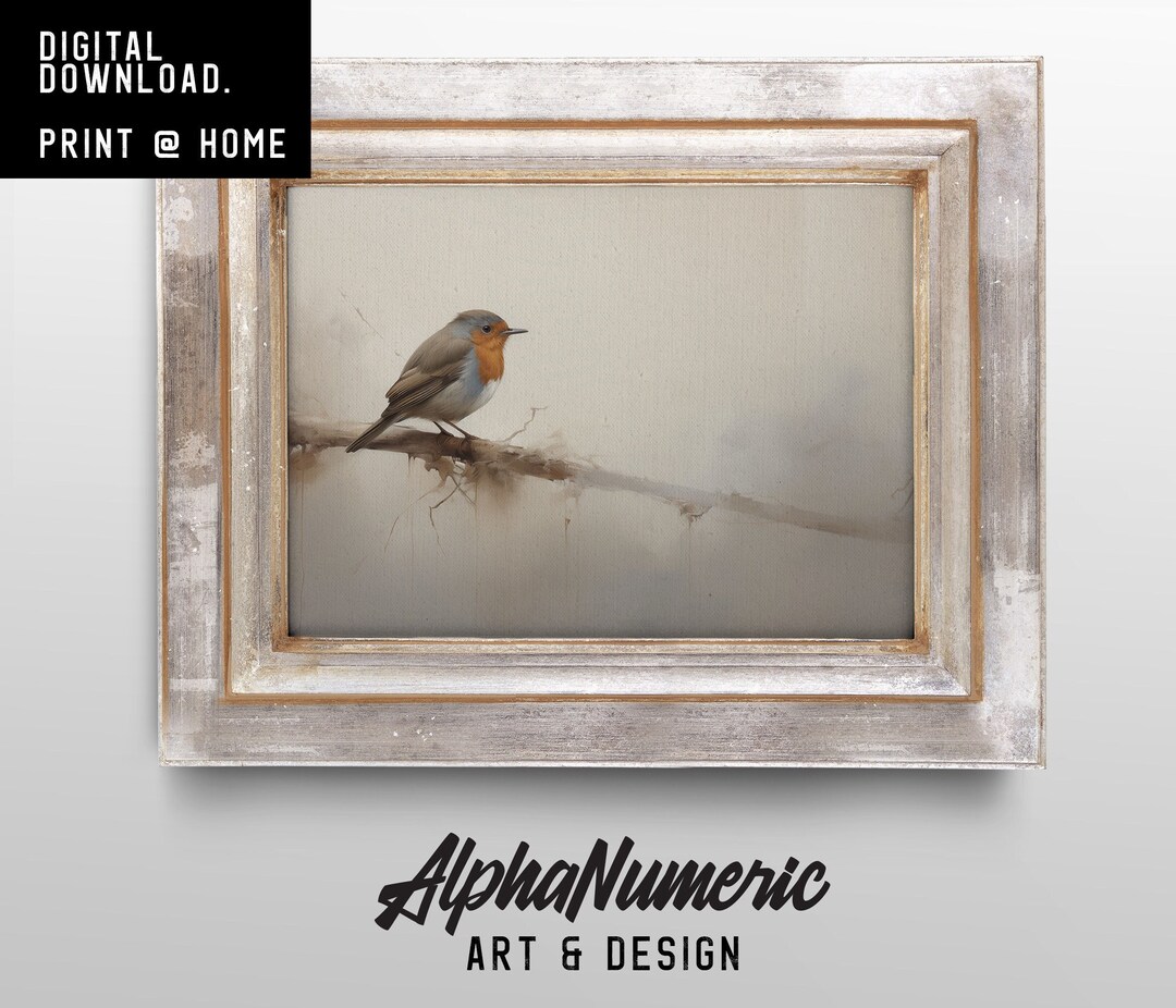 Robin Bird Print, Vintage Wall Art, Spring Time Poster, Digital Art ...