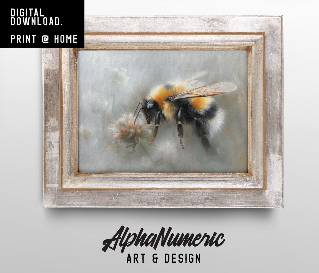 Bumble Bee Downloadable Wall Art Print | Neutral Minimalist Insect ...