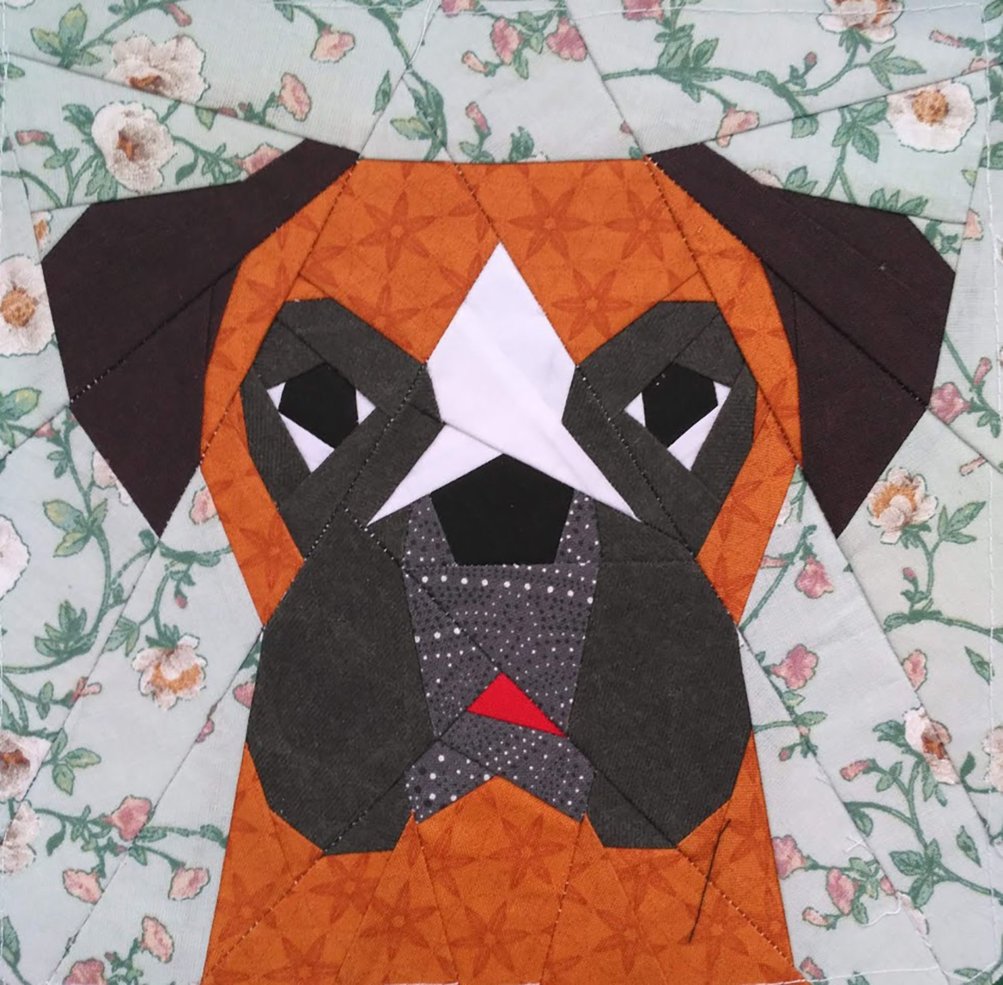 Boxer dog Quilt Block Pattern fullface | Etsy