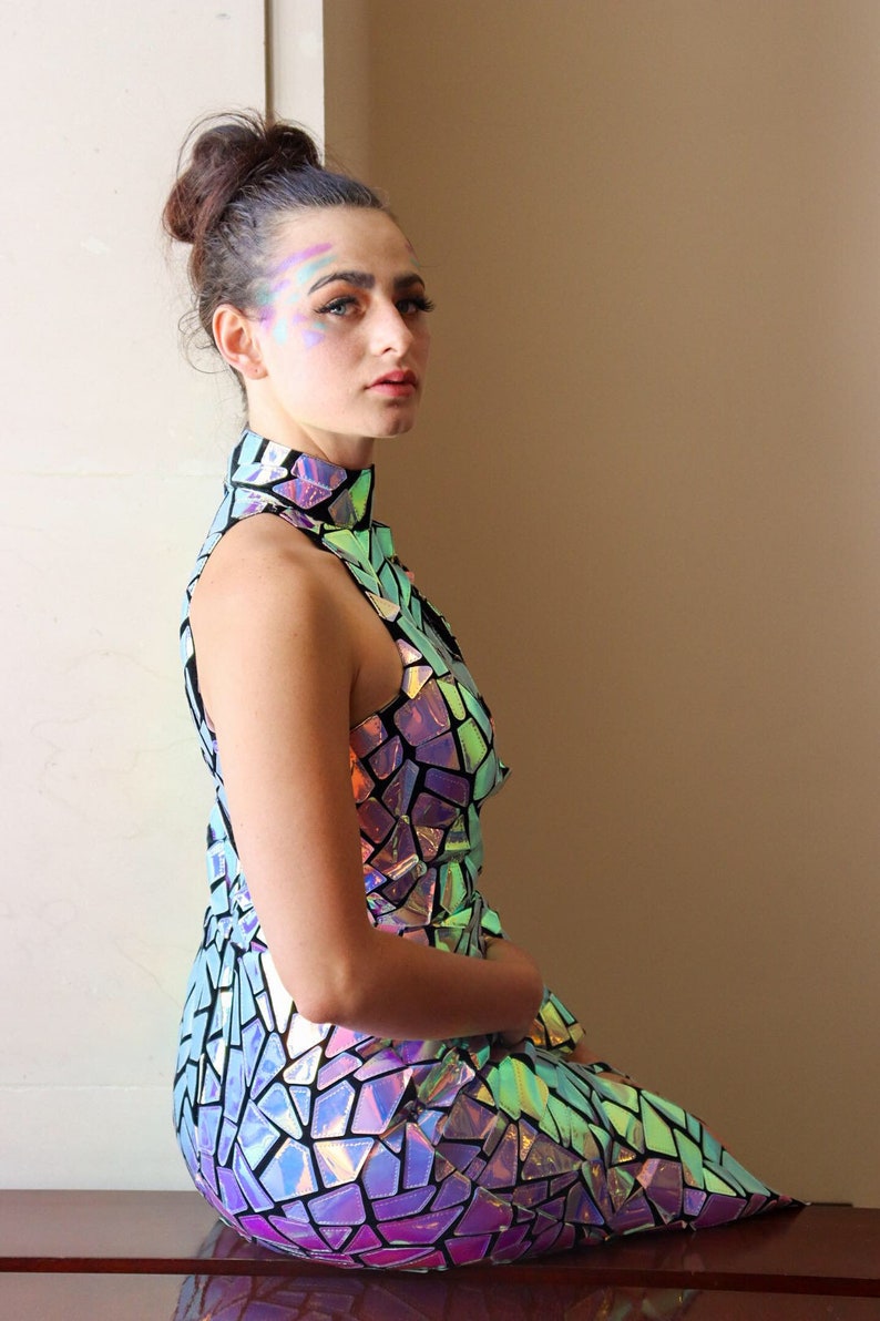 Holographic Dress, One Shoulder Gown for Special Occasion, Sparkle ...