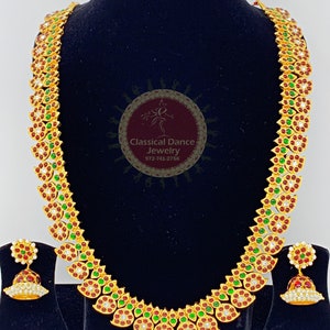 Temple Mango Haram Kemp Indian Jewelry | No Pendant | Bharatnatyam ...