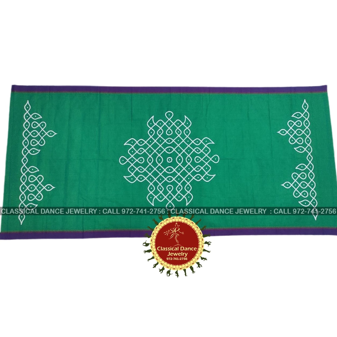 Green Muggu Rangoli Kolam Cotton Back Drop Cloth Ammavaru - Etsy