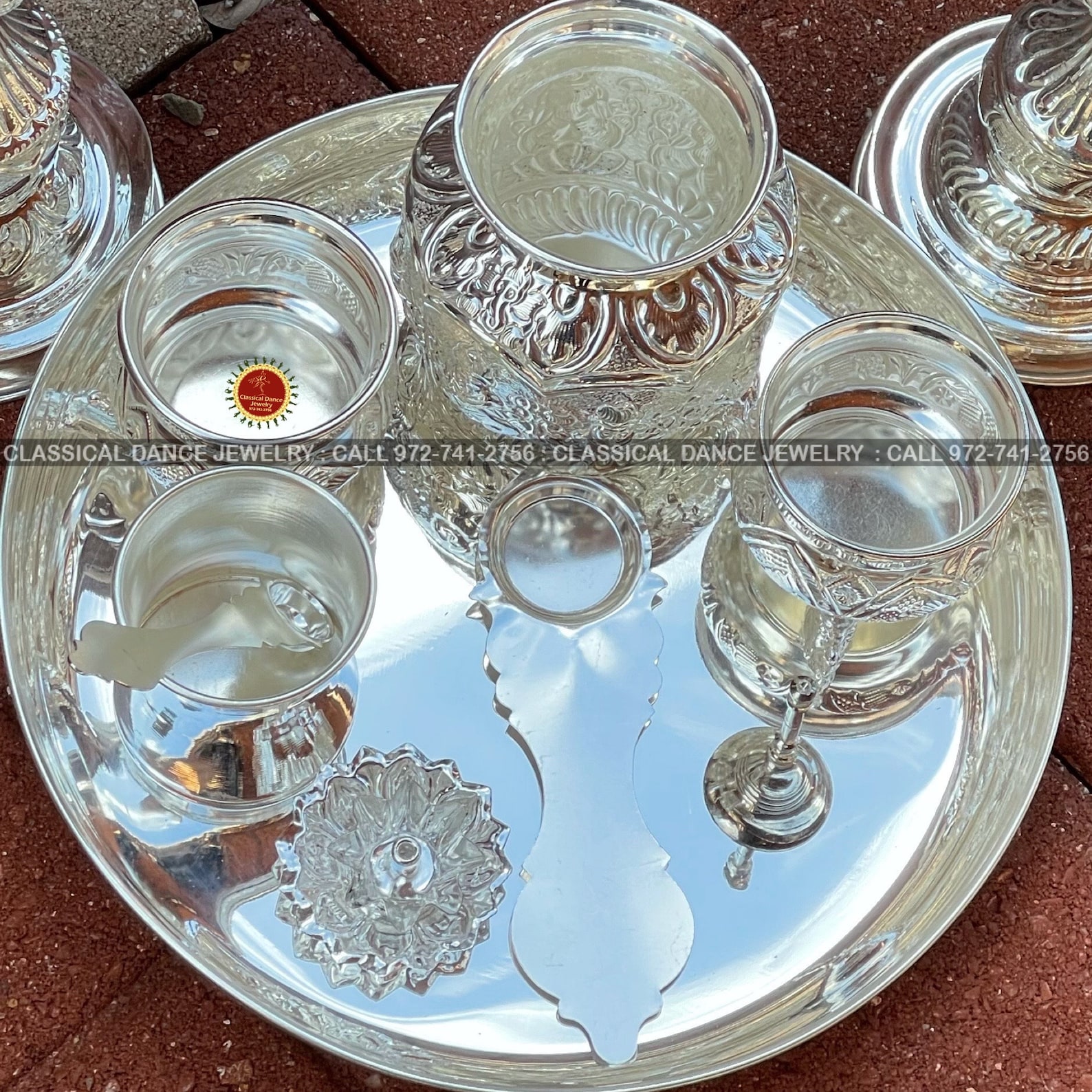 Designer German Silver Round PUJA Thali Set Return Gifts - Etsy