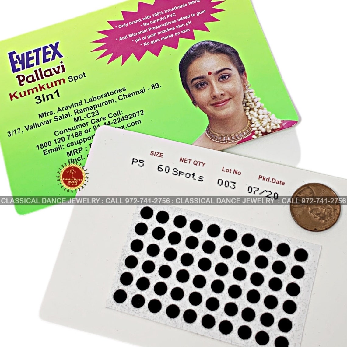 P5 Bindi Sticker Kumkum BLACK Eyetex Round Bharatanatyam - Etsy