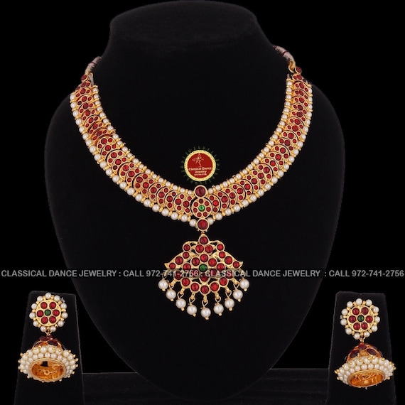 Temple Traditional Kempu Mala Indian Jewelry Bharatnatyam - Etsy