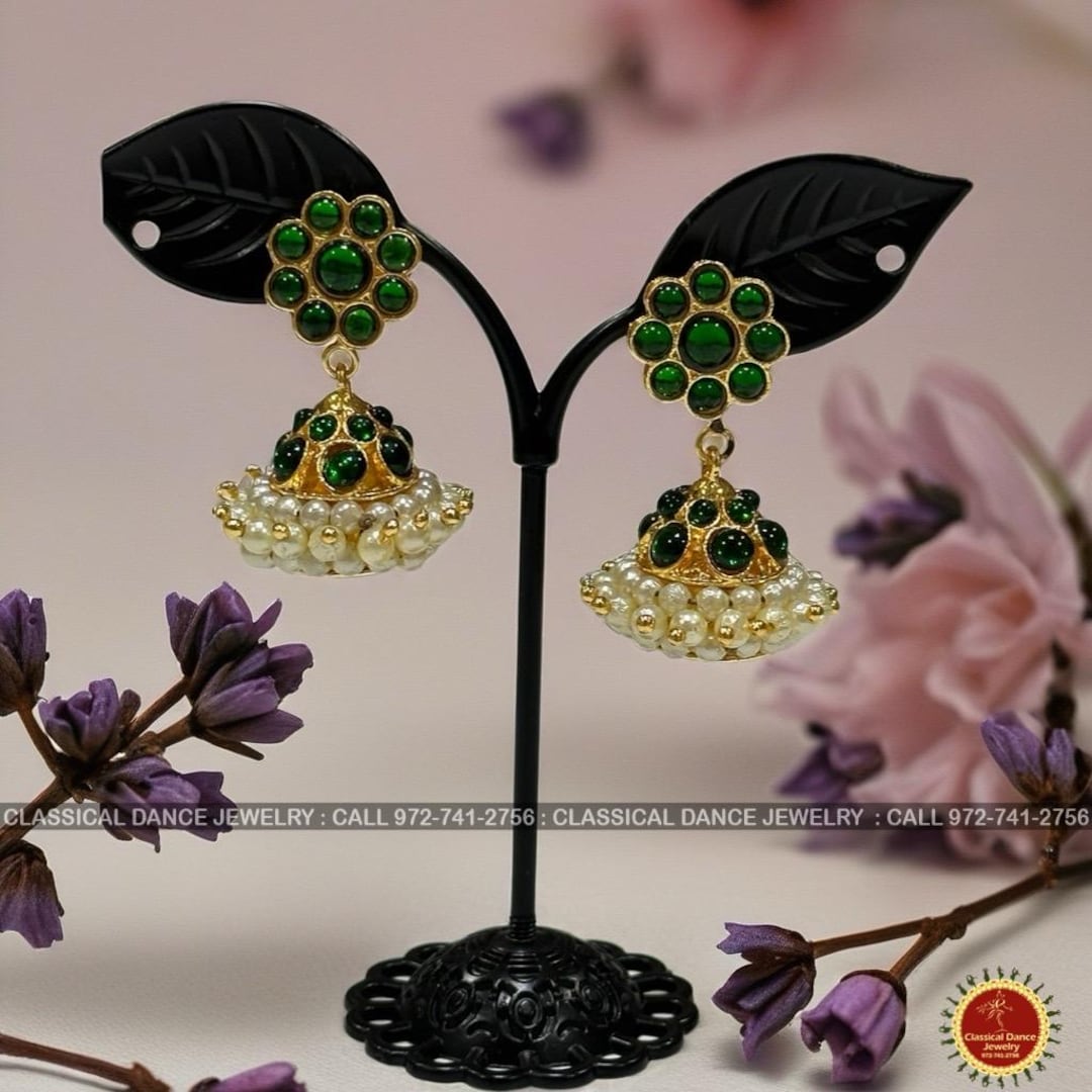 Traditional GREEN Kempu Temple Jewelry Earrings | Bharatanatyam ...