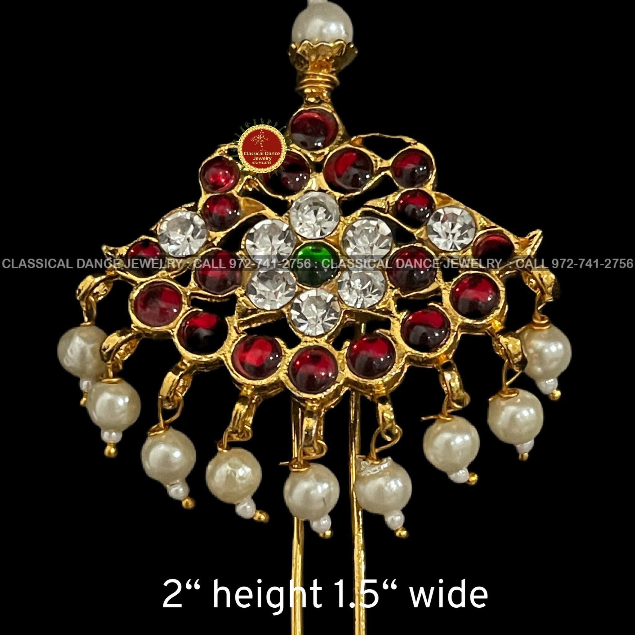 Temple Kemp Tiara Pin Indian Jewelry | Kireet | Bharatnatyam, Kuchipudi ...