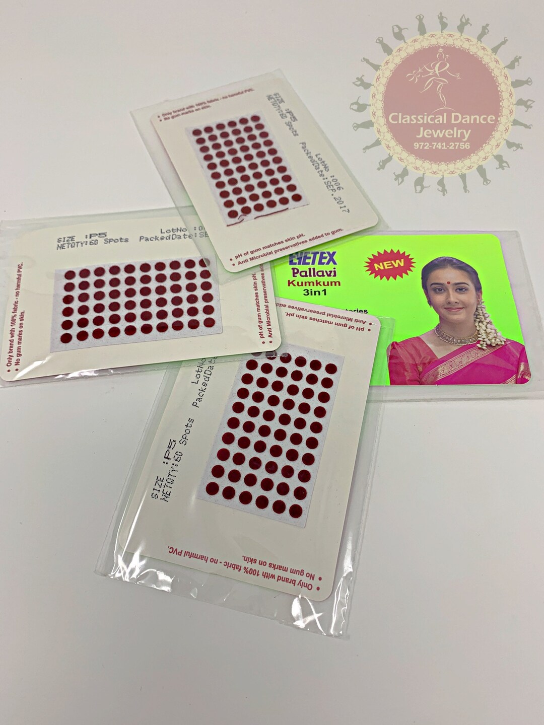P5 Bindi Sticker Kumkum Maroon Eyetex Round Bharatanatyam Kuchipudi ...