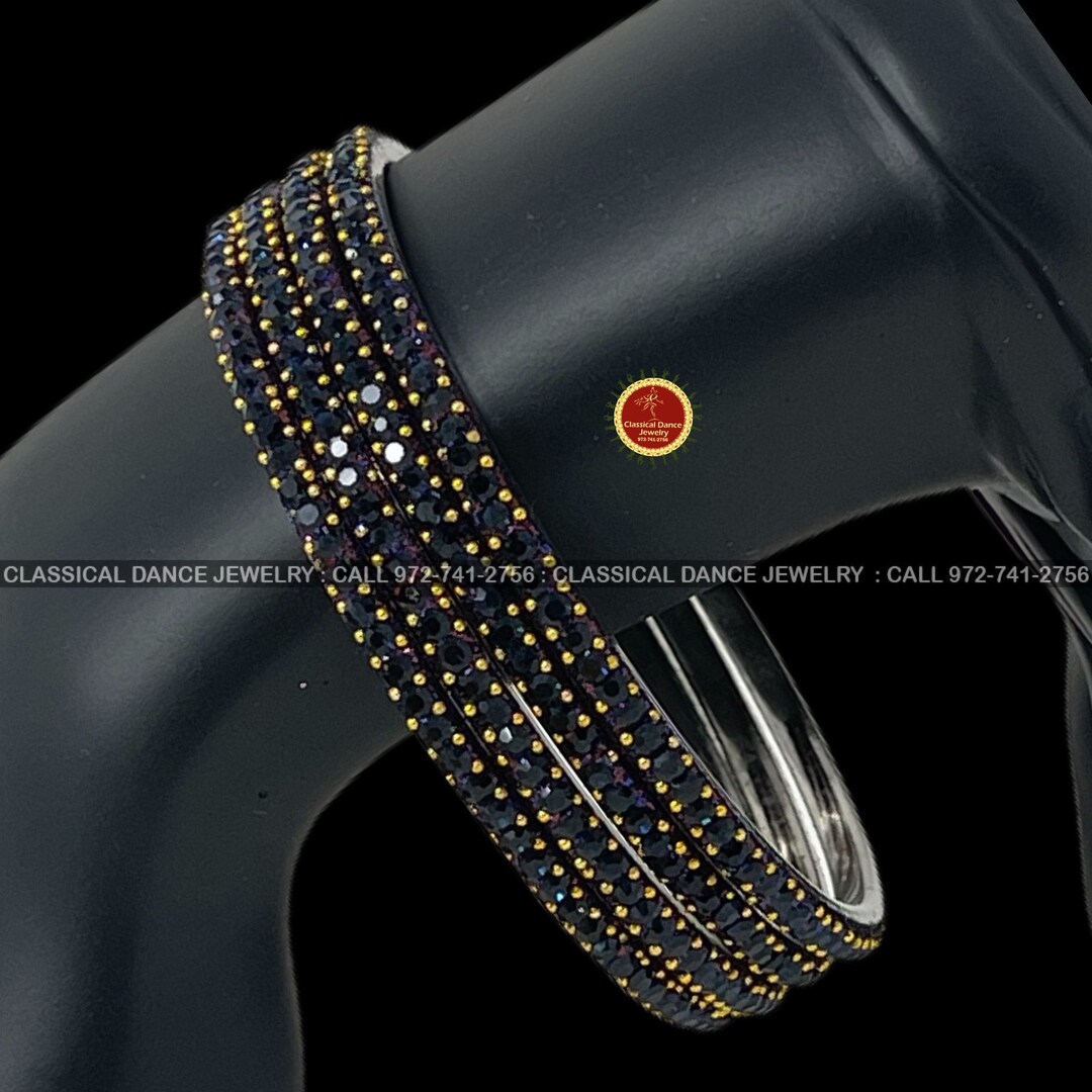 Navy Blue Stone Indian Jewelry Bangles | Bharatnatyam, Kuchipudi ...