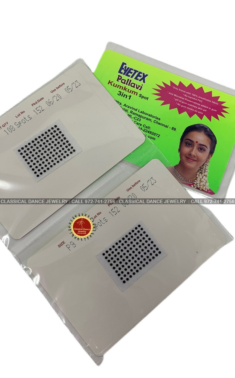 P9 Bindi Sticker Kumkum BLACK Eyetex Round Bharatanatyam - Etsy