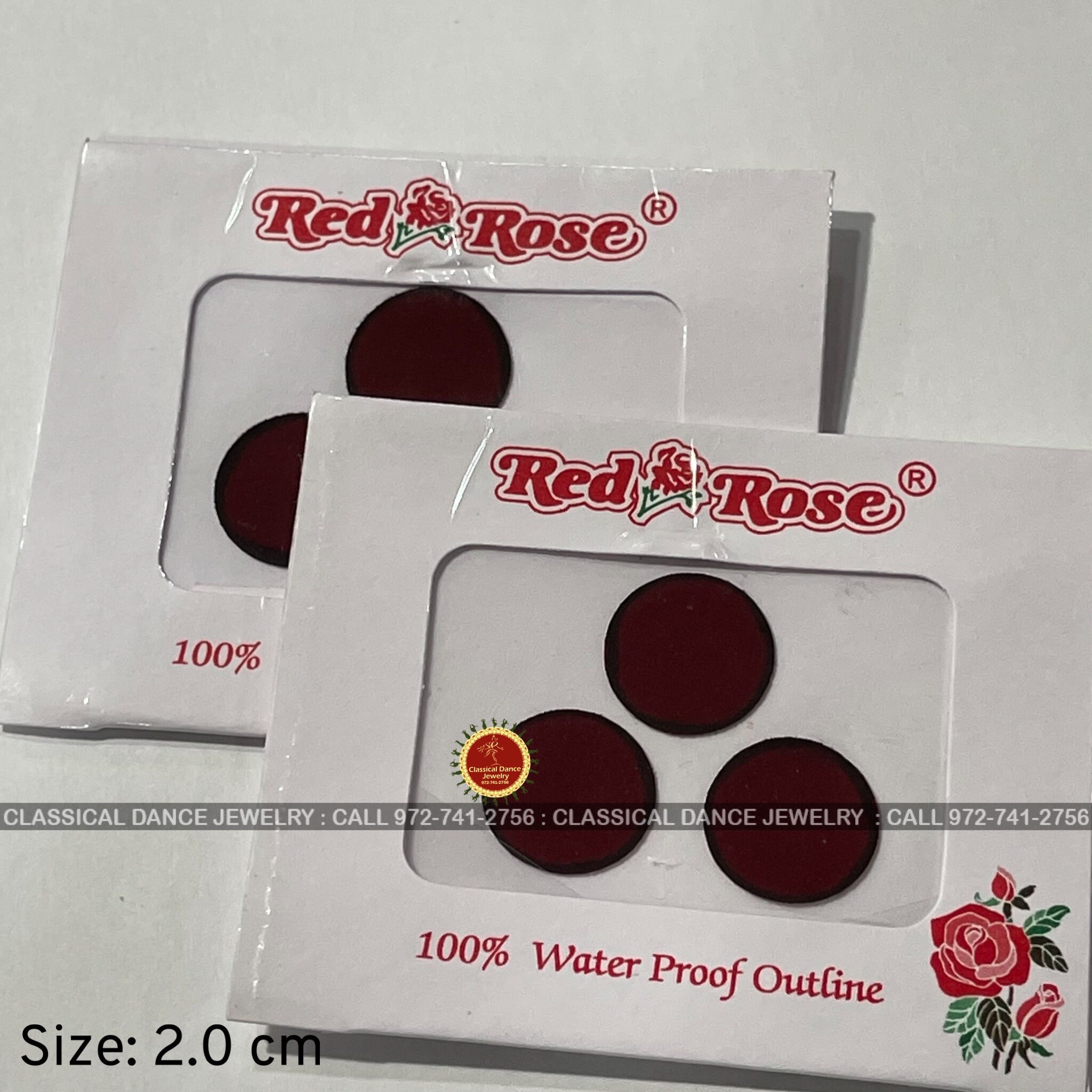 Large ROUND 2 Cm Bindi Sticker Kumkum Maroon BLACK BORDER ...