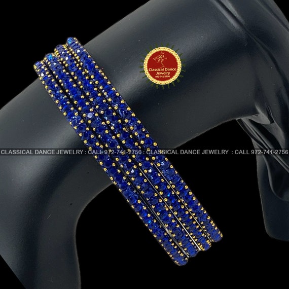 Ink Blue Stone Indian Jewelry Bangles Bharatnatyam | Etsy