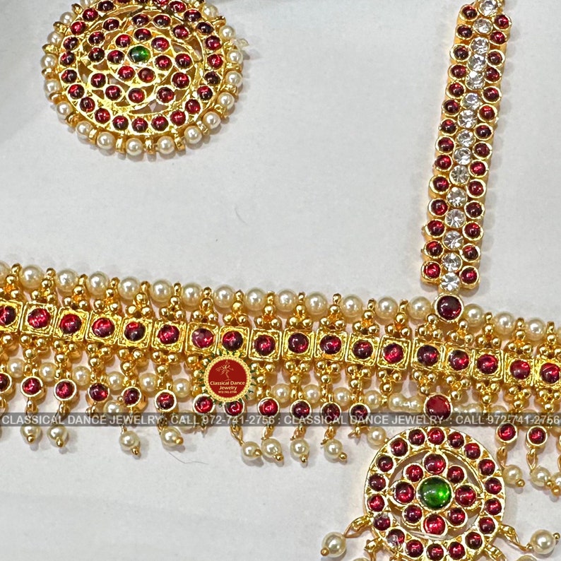 Red KEMPU Temple Indian Jewelry Headset Bharatnatyam - Etsy