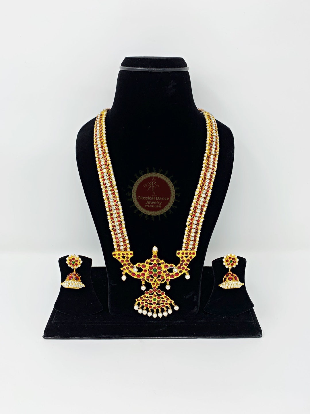 Temple Kemp Pearls Peacock Indian Jewelry Whitestone | Mala/haram ...