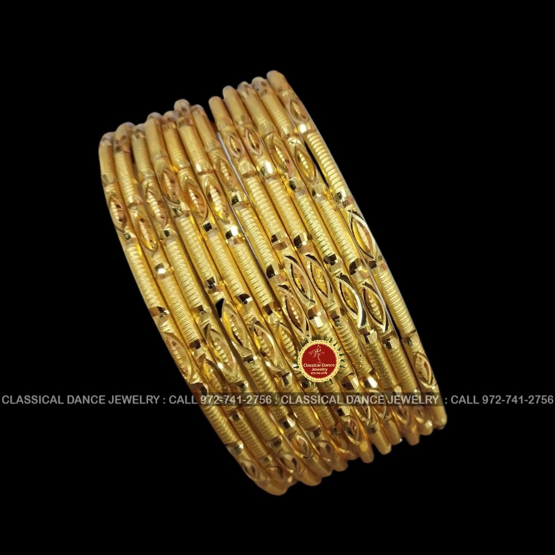 Gold Bangles Indian Jewelry | Set 12 PC | Weddings Bharatnatyam ...