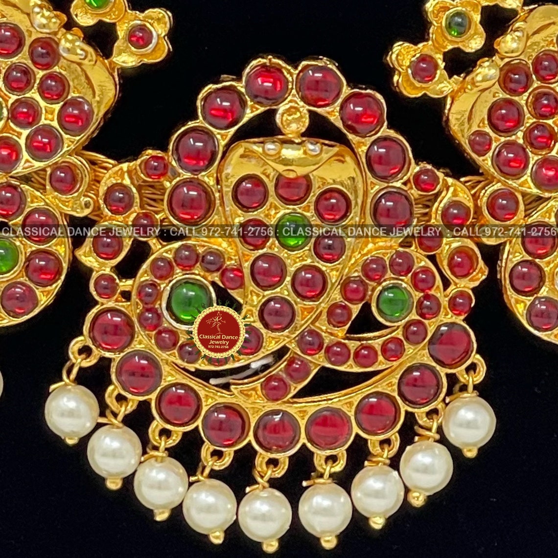 Traditional Temple Kempu Naga Design Indian Jewelry | Bharatnatyam ...
