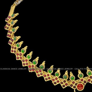 Traditional Kempu Chain Necklace Haram Pearls Temple Indian Jewelry ...