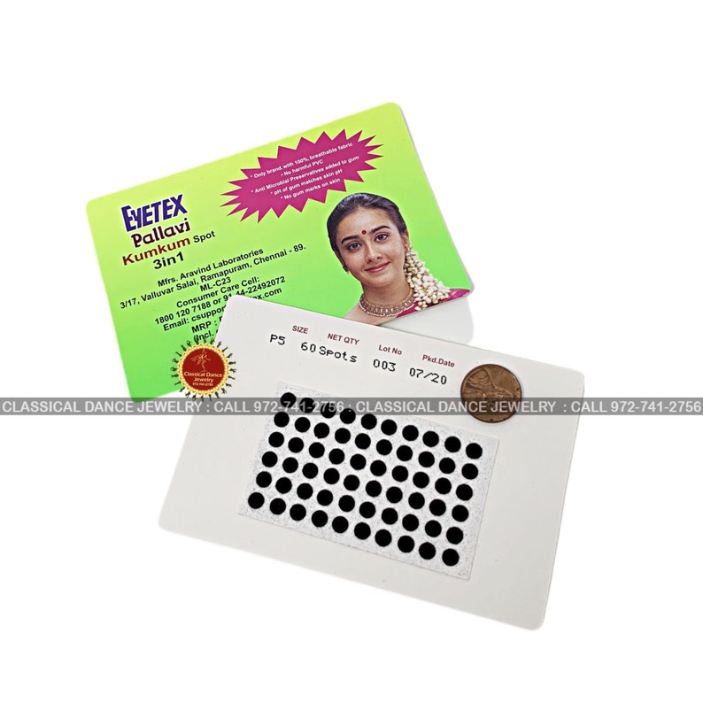 P5 Bindi Sticker Kumkum BLACK Eyetex Round Bharatanatyam - Etsy