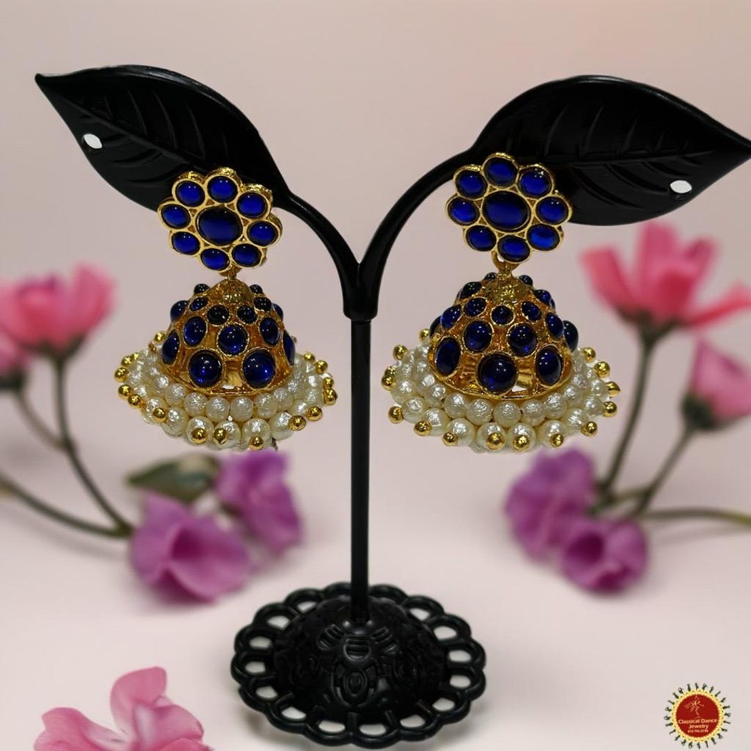 Traditional BLUE Kempu Temple Jewelry Earrings | Bharatanatyam ...