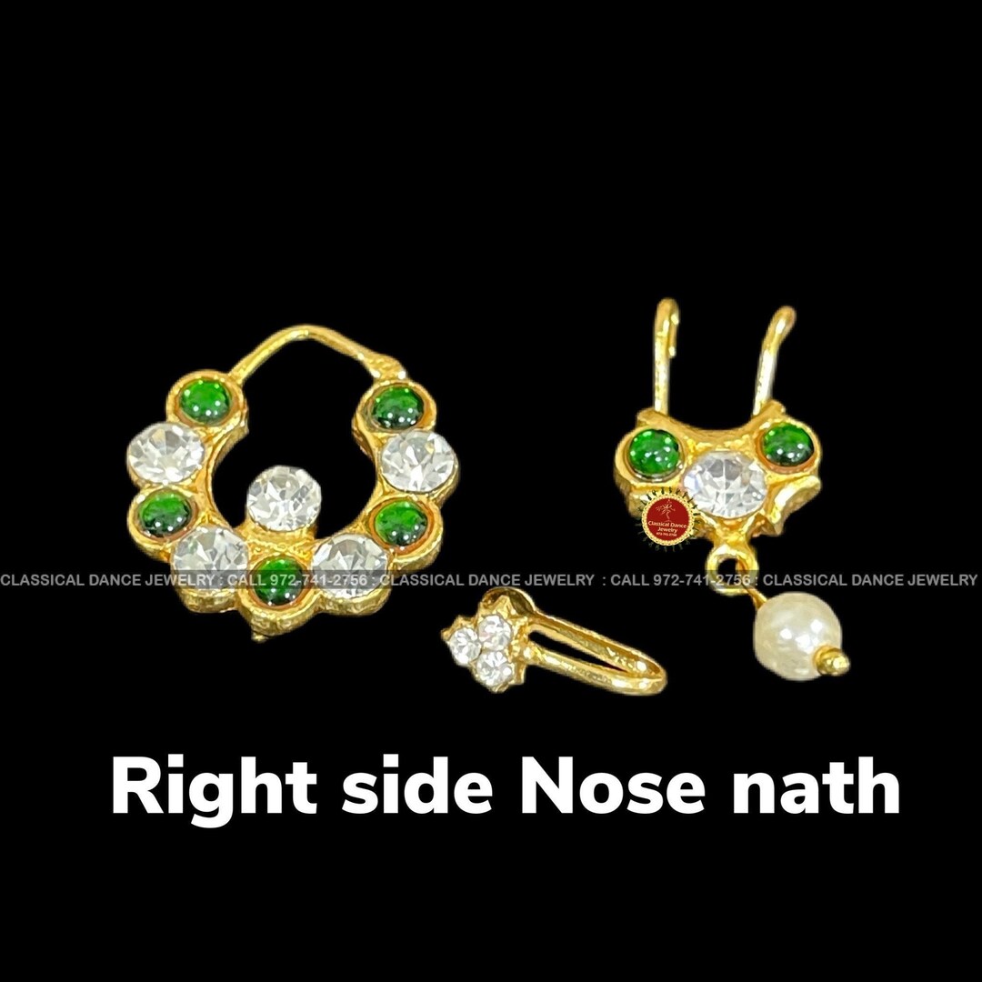 Green Kemp Temple Indian Jewelry Nose Pin Ring Nath Nathni Nathu ...