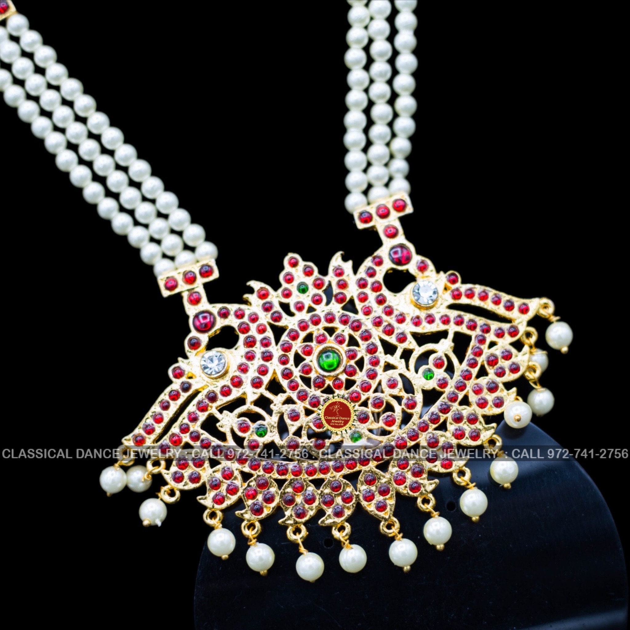 3 Lines Long Pearl Haram Indian Jewelry Open Peacock Style - Etsy