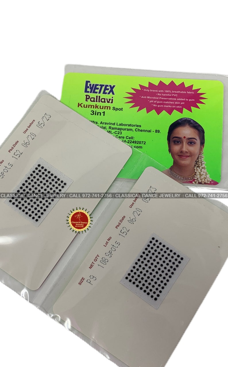 P9 Bindi Sticker Kumkum BLACK Eyetex Round Bharatanatyam - Etsy