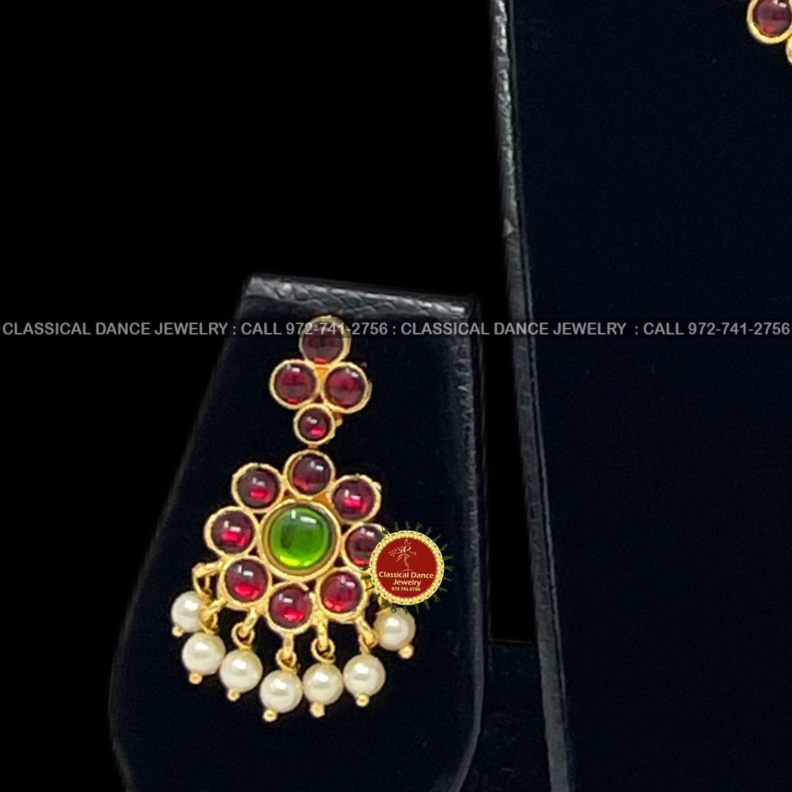 Traditional Simple Kempu Addiga Necklace Pearls Temple Indian - Etsy