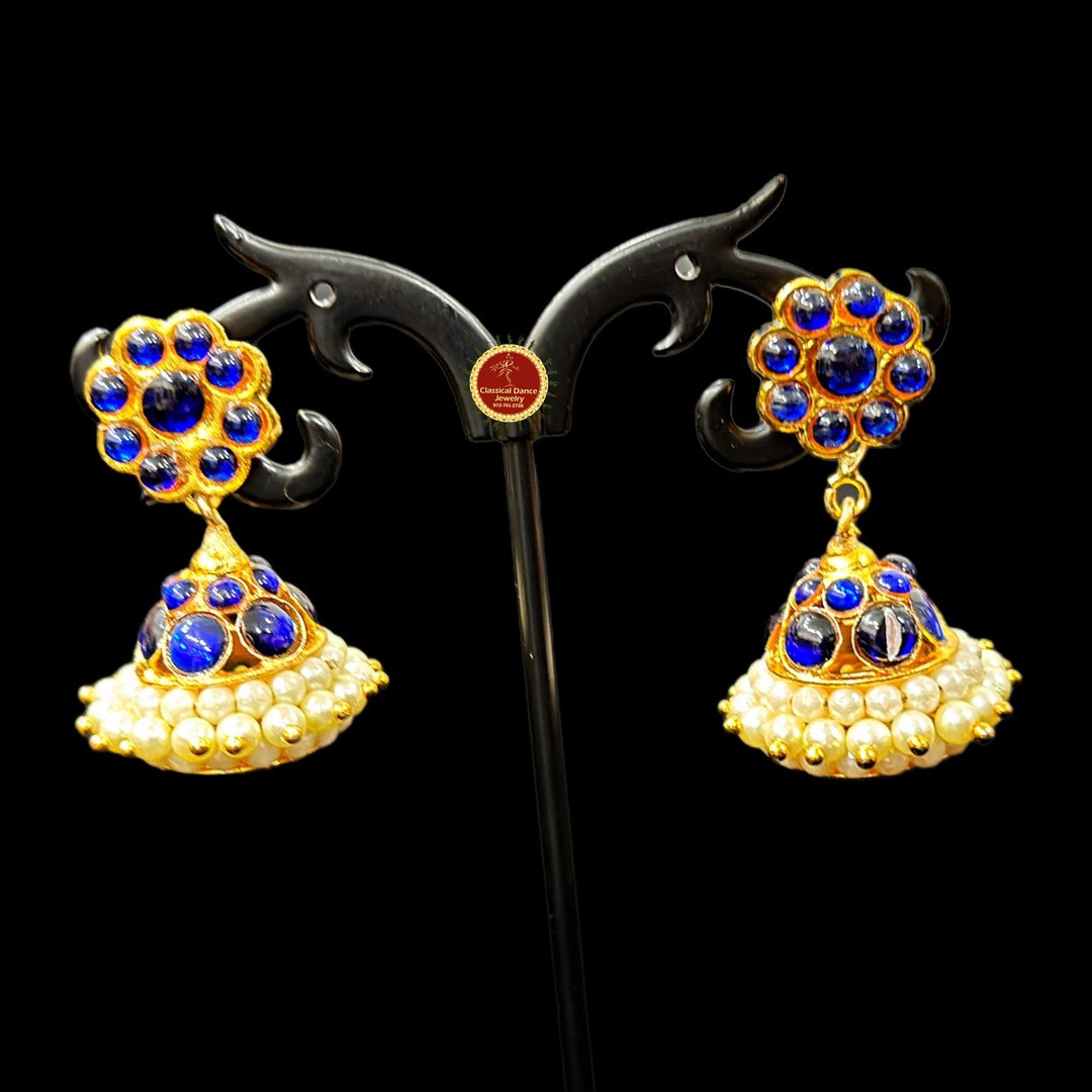 Traditional BLUE Kempu Temple Jewelry Earrings | Bharatanatyam ...