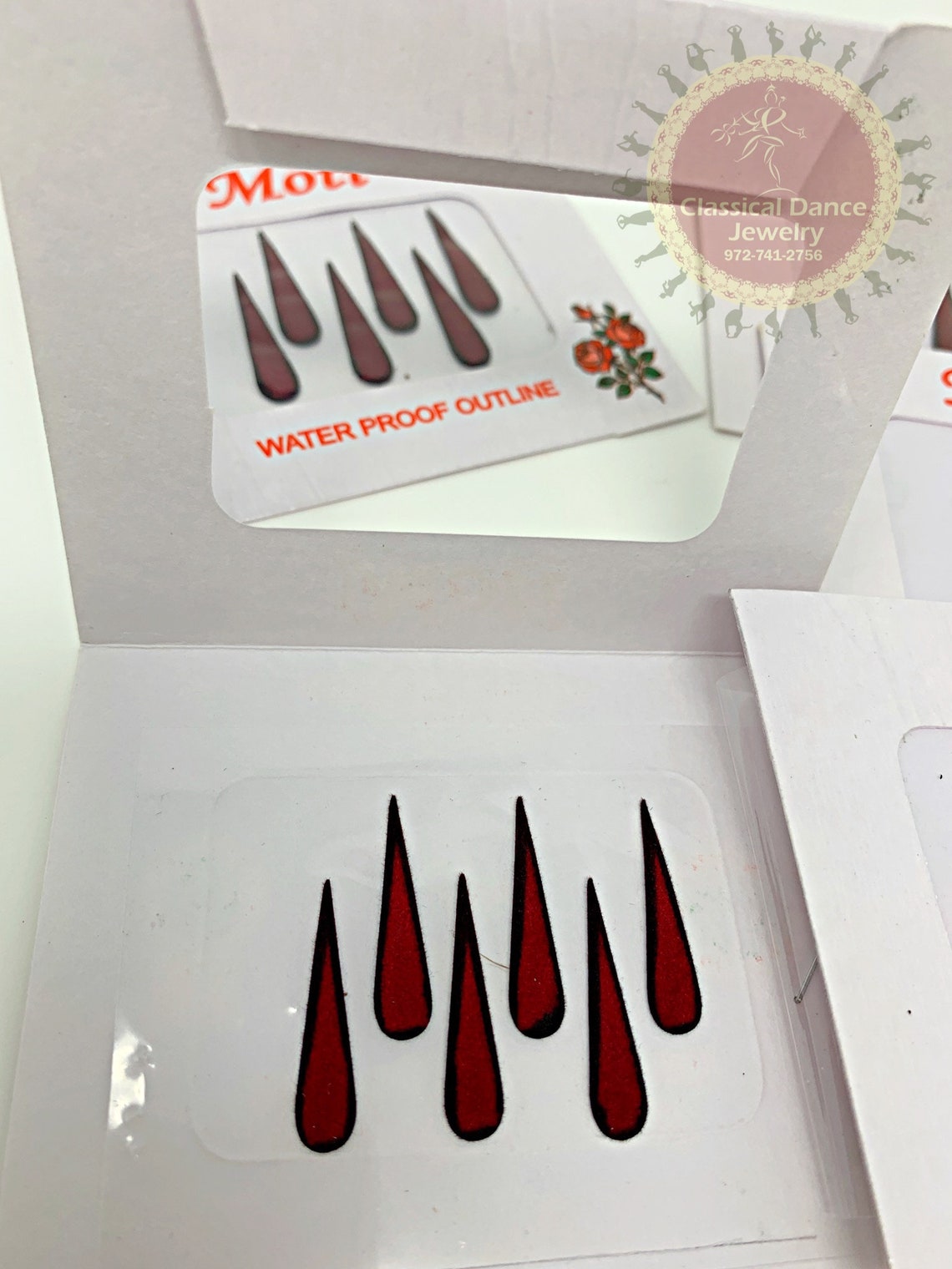 TEARDROP 2.5 Cm Bindi Sticker Kumkum Maroon BLACK BORDER ...