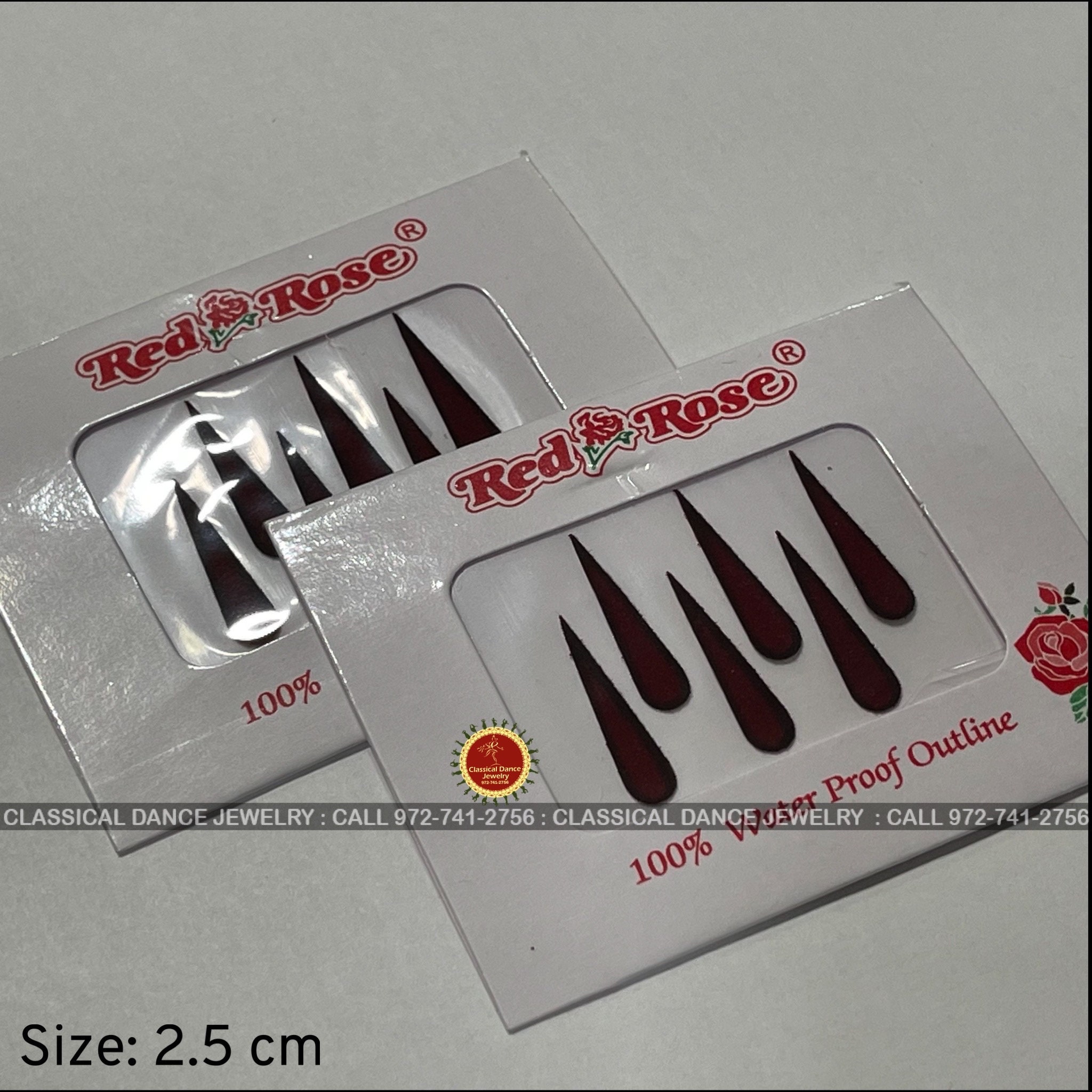 TEARDROP 2.5 Cm Bindi Sticker Kumkum Maroon BLACK BORDER ...