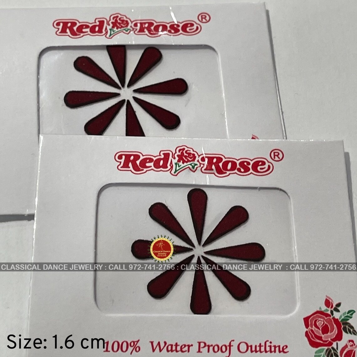 TEARDROP 1.6 Cm Long Bindi Sticker Kumkum Maroon BLACK BORDER ...