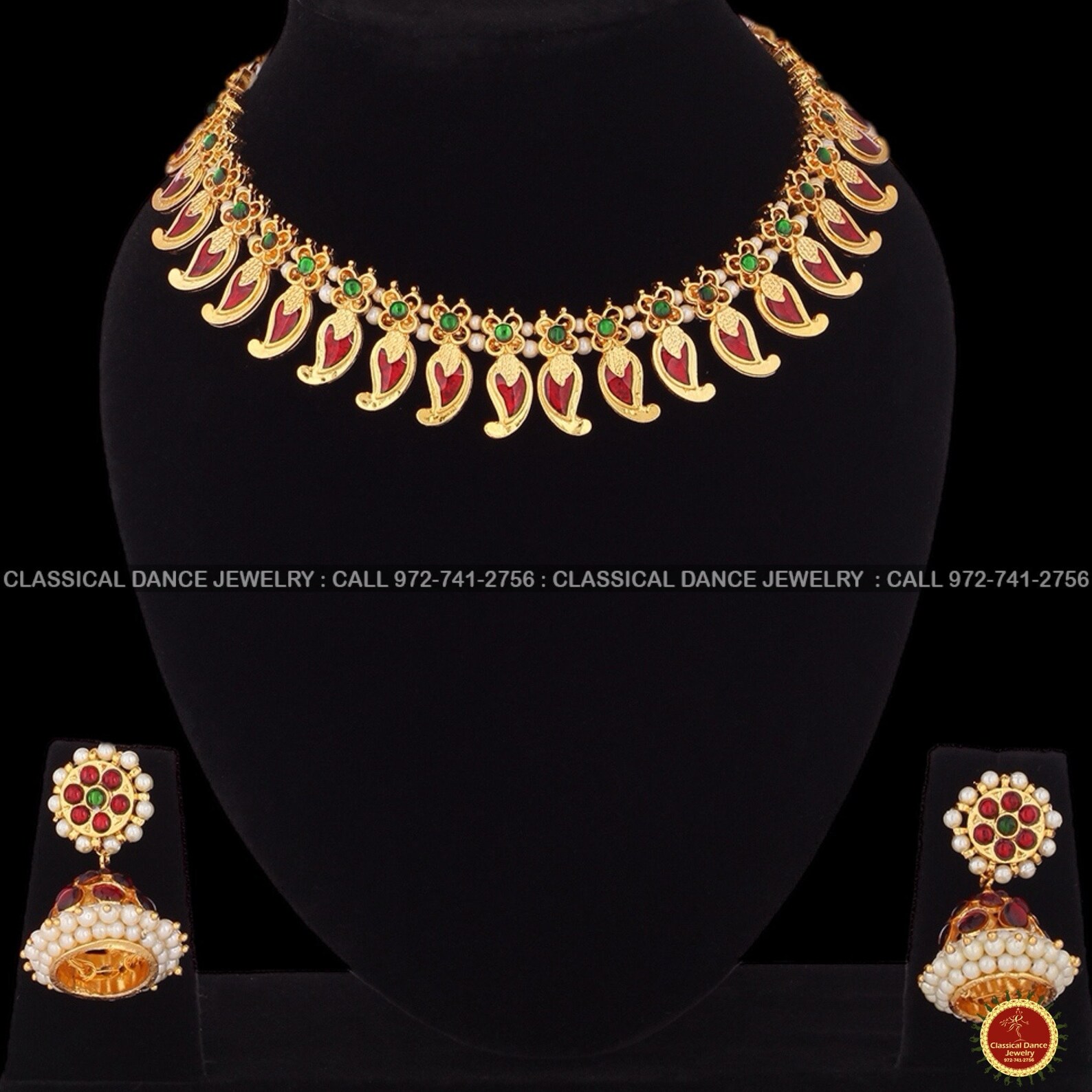 Red Meena Enamel Gold Pearls | Indian Jewelry Haram/necklace ...