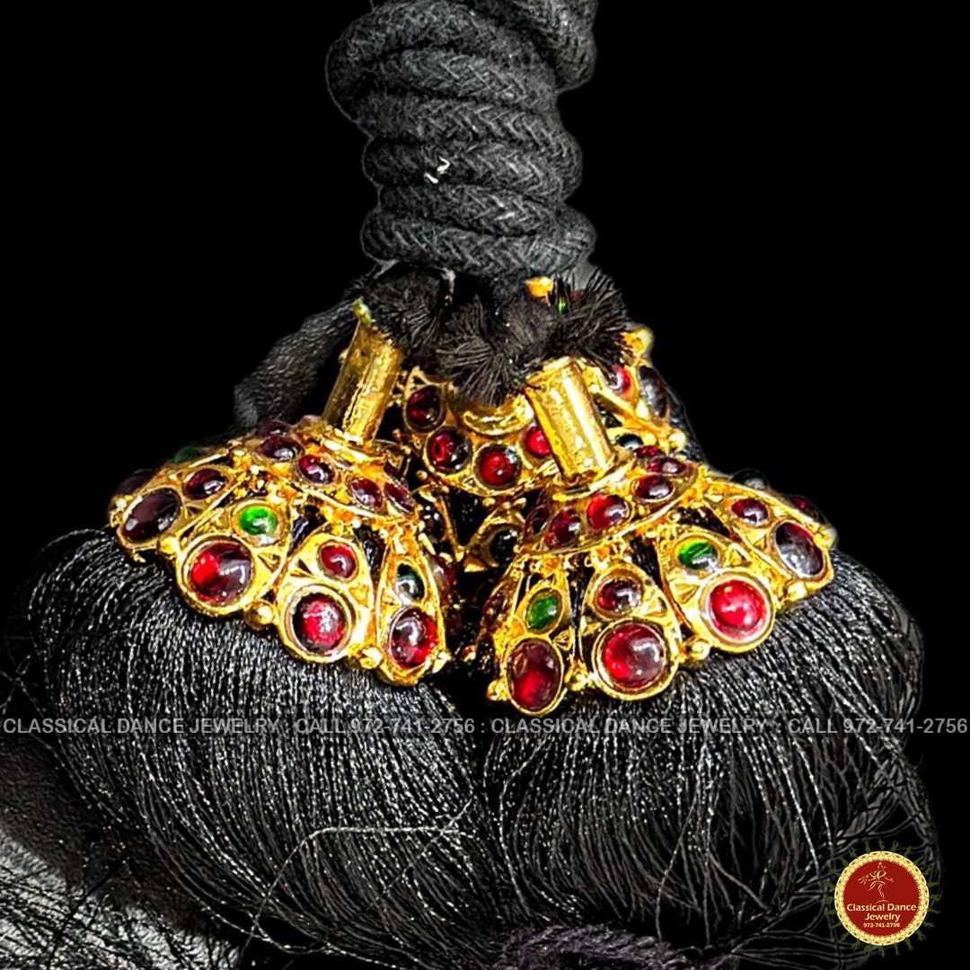 Traditional Temple Indian Jewelry Tassel Jada Kunjalam Kuchulu Kupullu ...