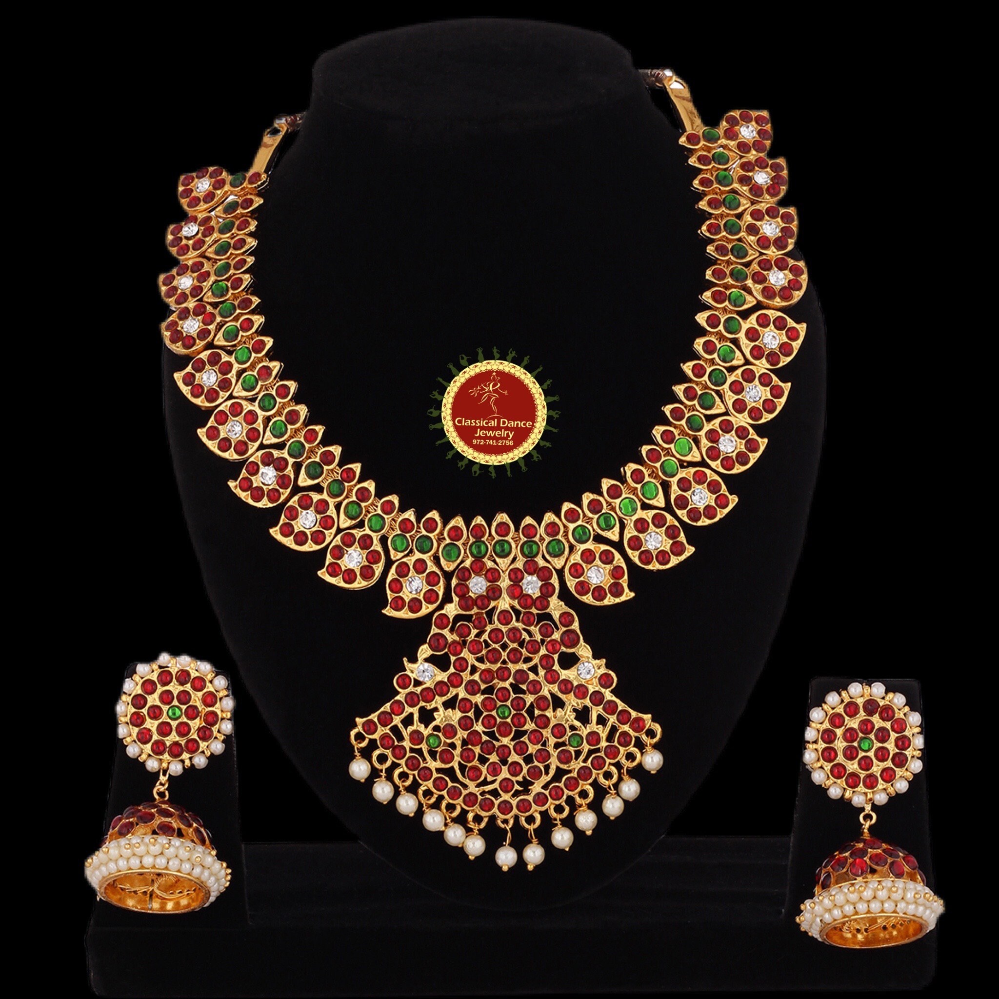 Temple Kempu Heavy Mango Mala Short Haram Indian Jewelry Bharatnatyam Kuchipudi Engagement Weddings Birthdays Classical Dance Jewelry Etsy