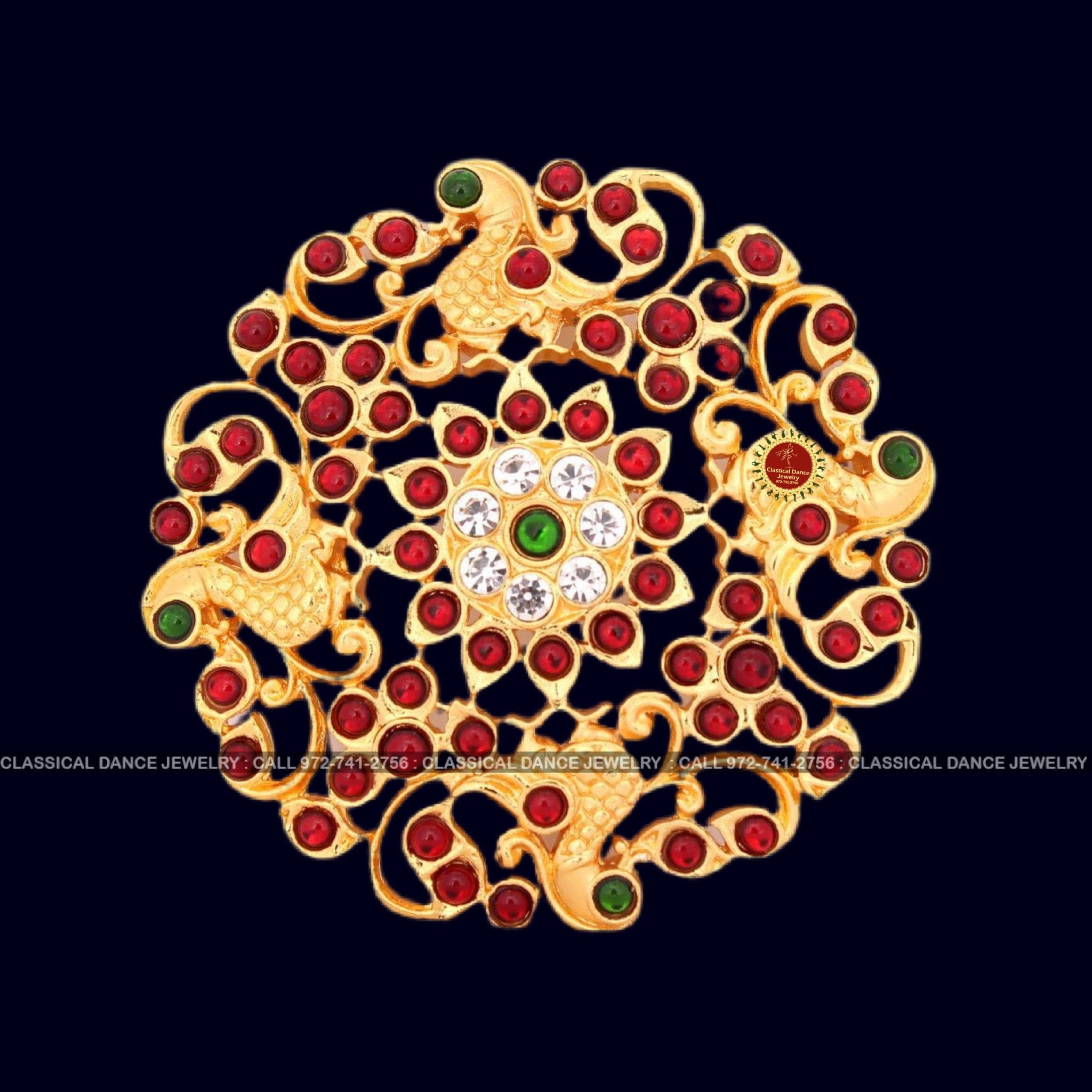 Traditional Kemp Temple Indian Jewelry Rakodi | Bharatnatyam, Kuchipudi ...