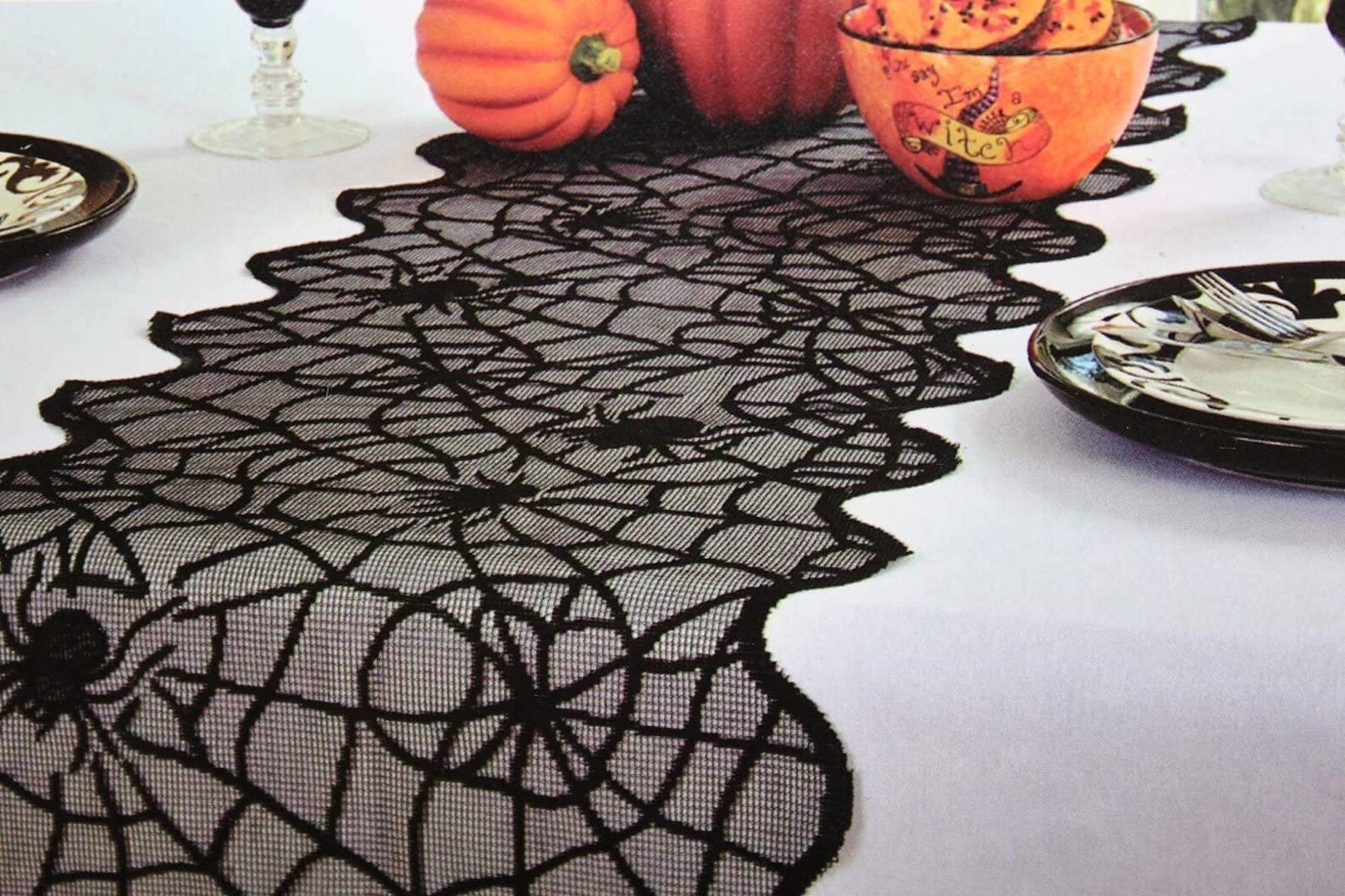 Black Lace Spiderweb Table Runner 6 Foot - Etsy
