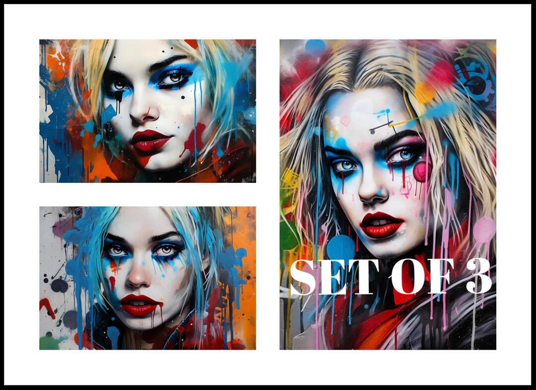 Digital Artwork Graffiti-style Comic Book Villian-set of 3 - Etsy