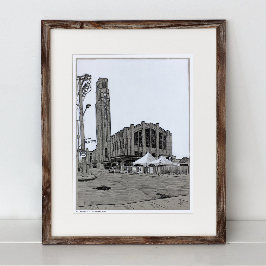 Montreal's Atwater Market Original Pen & Marker Drawing Urban Landscape ...