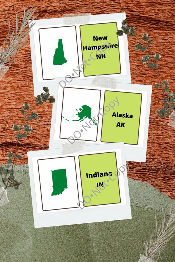 50 States Flashcards States Flashcards With Abbreviations - Etsy