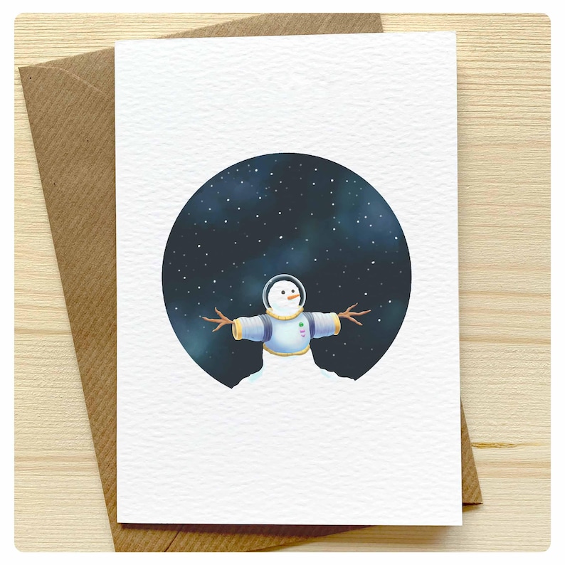 Astro Snowman - Greeting Card - Christmas Winter Holiday Art Decor Card ...