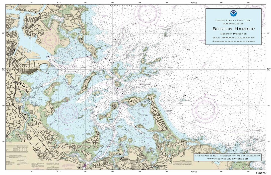 Nautical Chart: Boston Harbor (MA) - Etsy