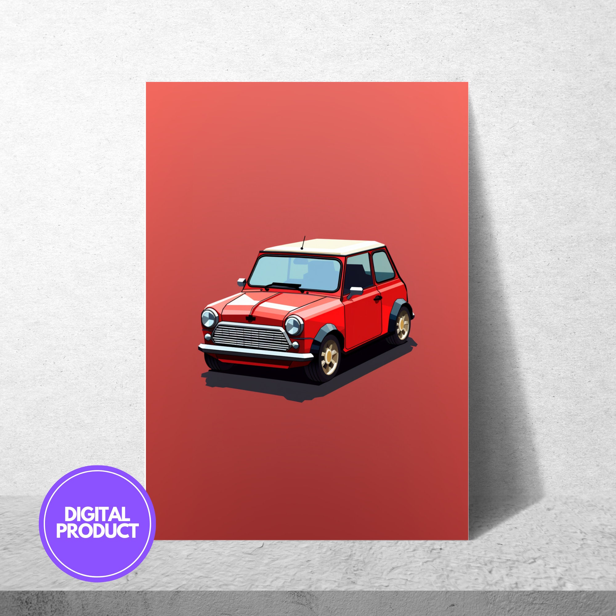 Digital Printable Mini Cooper İllustration Car Posters - Etsy
