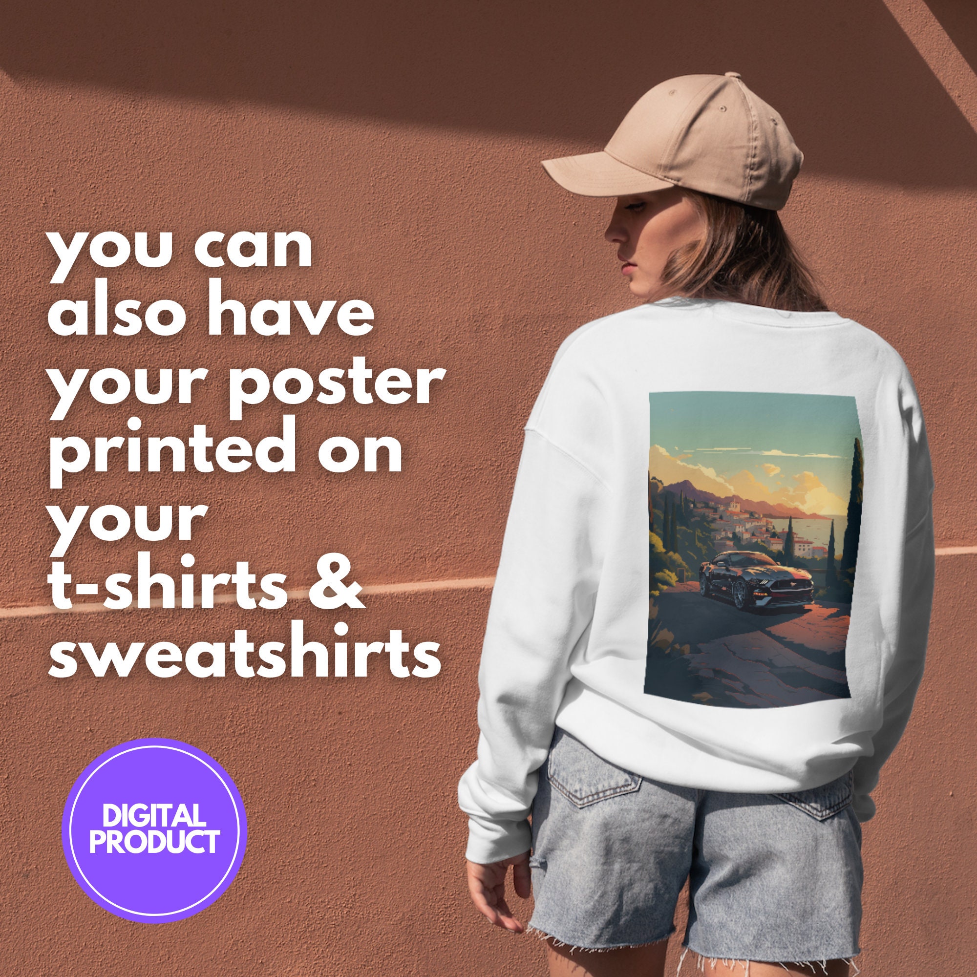 Digital Printable Mustang Car Poster, Supercar Print, Vintage Car Print ...