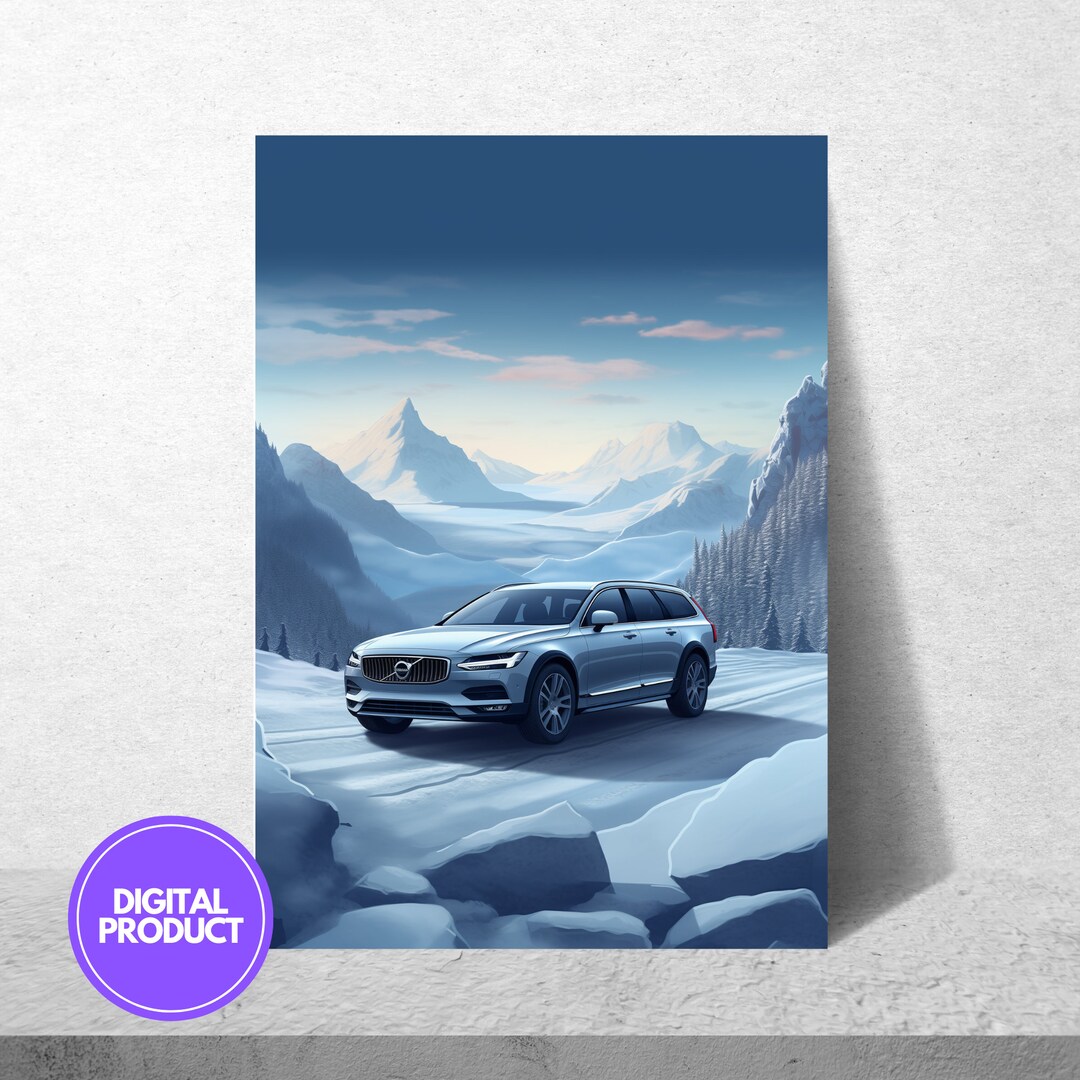Volvo V90 Snowy Car Poster, Supercar Print, Car Print, Race Car Print ...