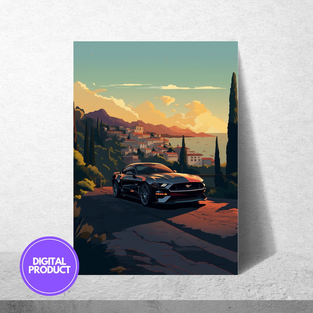 Digital Printable Mustang Car Poster, Supercar Print, Vintage Car Print ...