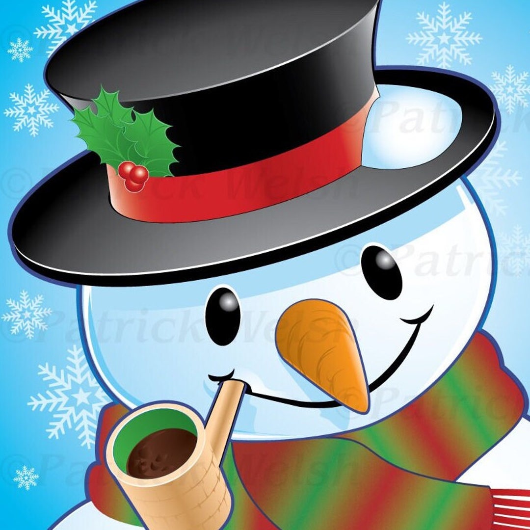 Snowman Waving - Original Digital Illustration Created by Patrick Welsh ...